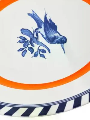 POLSPOTTEN Striped Bird-motif Plates