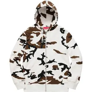 Supreme Rib Logo Zip Up Hoodie - Brown Camo