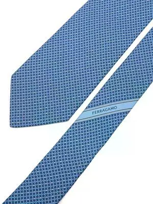 FERRAGAMO Geometric Patterned Neck Tie - Blue