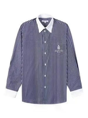 SPORTY & RICH Striped Embroidered Shirt