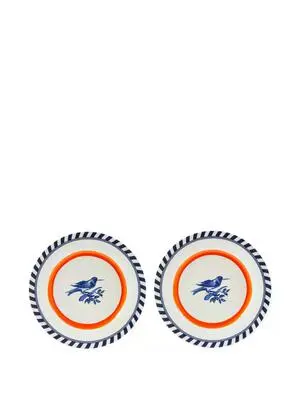 POLSPOTTEN Striped Bird-motif Plates - Orange