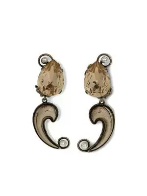 Etro Paisley Crystal Dangle Earrings - Neutrals
