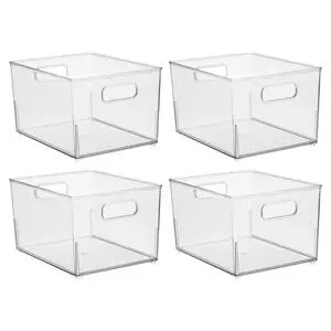 IDESIGN Small Stackable Bathroom Storage Bin 4-piece Set - One-color