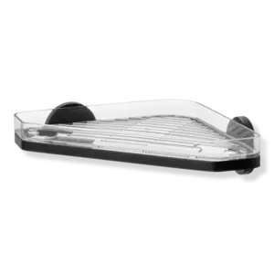 IDESIGN Self-adhesive Corner Shower Shelf With Razor Holder - Black