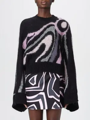 Emilio Pucci Pink Abstract Print Knit Sweater - Black