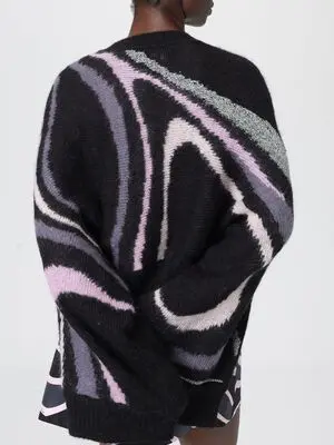 Emilio Pucci Pink Abstract Print Knit Sweater - Black