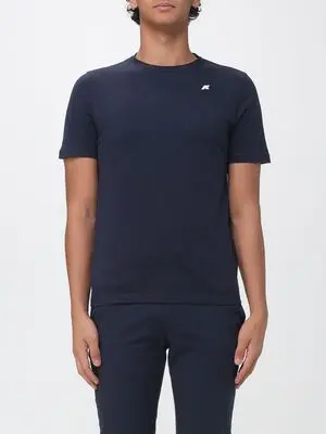 K-WAY Slim Fit Cotton T-shirt With Contrasting Logo And A Crew Neck - Navy