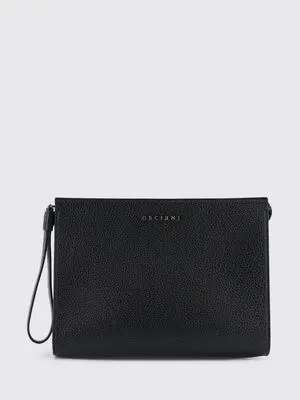 Orciani Grained Calfskin Pouch With Wrist Strap - Black