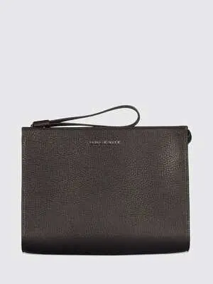 Orciani Grained Calfskin Pouch With Wrist Strap - Black