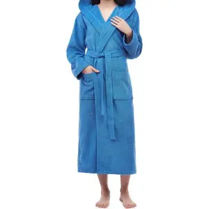 ARUS Paradise Womens Hooded Cotton Bath Robe Azul