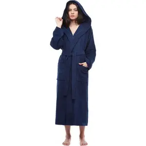 ARUS Paradise Hooded Cotton Bath Robe - Navy