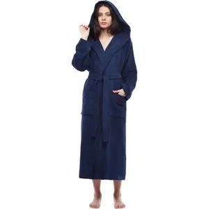 ARUS Paradise Womens Hooded Cotton Bath Robe Navy