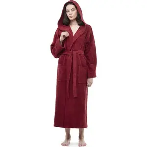 ARUS Paradise Womens Hooded Cotton Bath Robe Wine