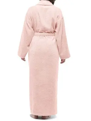 ARUS Classic Shawl Collar Ankle Length Terry Bathrobe - Pink
