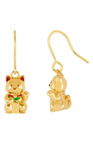 Estée Lauder Lucky Cat Drop Earrings - Gold