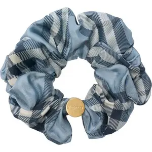 Burberry Check Silk Scrunchie Bank Blue