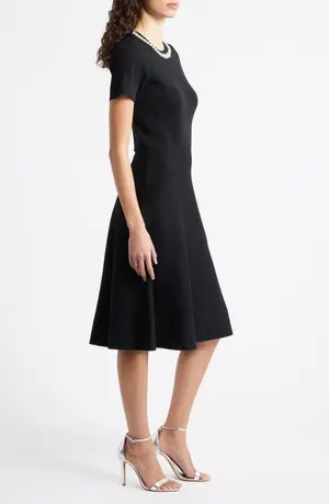 Julia Jordan Embellished Knit Fit & Flare Dress