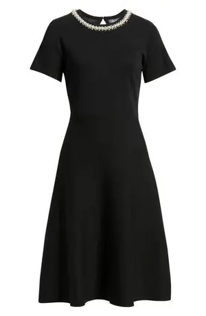 Julia Jordan Embellished Knit Fit & Flare Dress