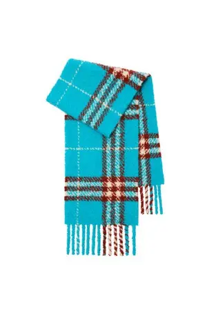 Burberry Check Alpaca Wool Blend Bouclé Scarf - Atom Blue