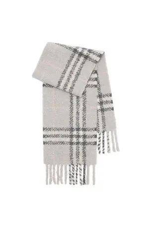 Burberry Check Alpaca Wool Blend Bouclé Scarf - Mitten Grey