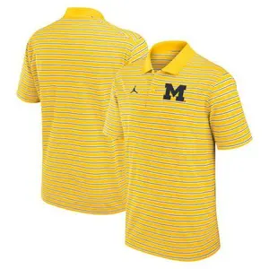 JORDAN BRAND White Michigan Wolverines Primetime Victory Striped Performance Polo - Maize