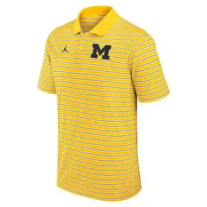 JORDAN BRAND White Michigan Wolverines Primetime Victory Striped Performance Polo - Maize