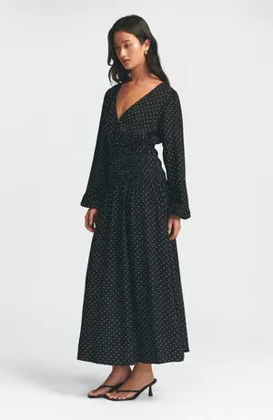 ST MRLO May Gather Midi Dress - Black Base Spot