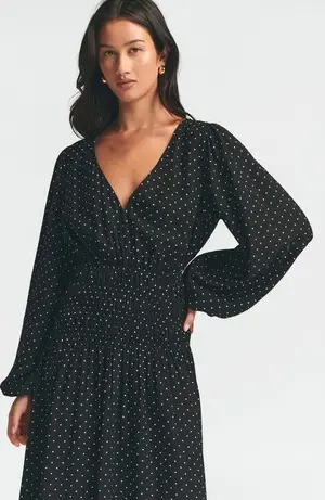 ST MRLO May Gather Midi Dress - Black Base Spot