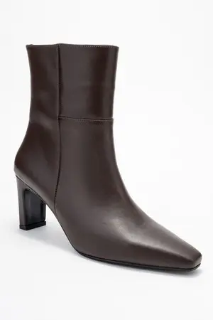 FOREVER & ALWAYS SHOES Kyoto Leather Block Heel Boot - Brown Leather