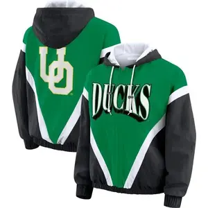 WEAR BY ERIN ANDREWS Black Oregon Ducks Colorblock Full-zip Hoodie Windbreaker Jacket - Green