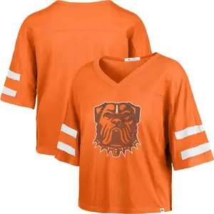 '47 Cleveland Browns Premier Scout Cropped V-neck T-shirt - Orange