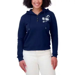 WEAR BY ERIN ANDREWS Tampa Bay Lightning Waffle-knit Pullover Hoodie - Blue