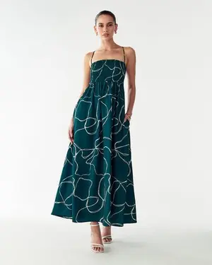 WILLA Acamar Maxi Dress - Emerald Scribble