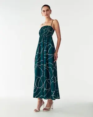 WILLA Acamar Maxi Dress - Emerald Scribble