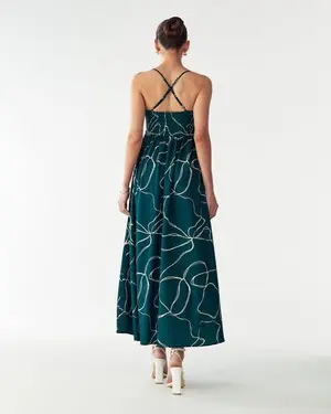 WILLA Acamar Maxi Dress - Emerald Scribble