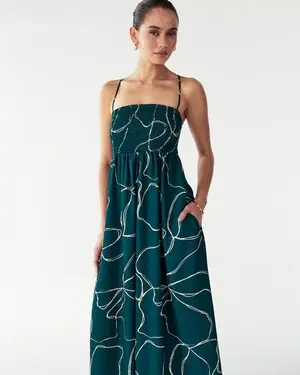 WILLA Acamar Maxi Dress - Emerald Scribble