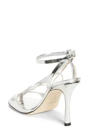 JIMMY CHOO Lula Ankle Strap Sandal - Silver/macaron