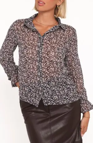 PETAL & PUP Eveline Sheer Floral Button Top