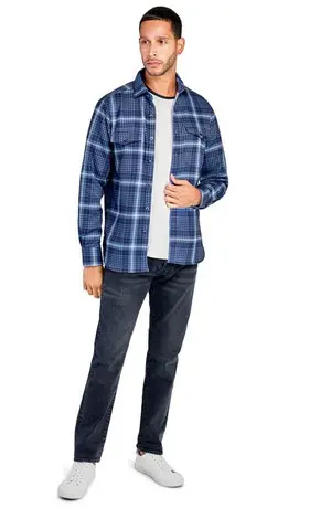 CON.STRUCT Slim Fit Plaid Shirt Jacket - Navy/green
