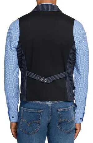 CON.STRUCT Tailored Knit Vest - Textured Blue