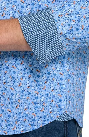 CON.STRUCT Amber Floral Woven Long Sleeve Basic - Chambray Blue