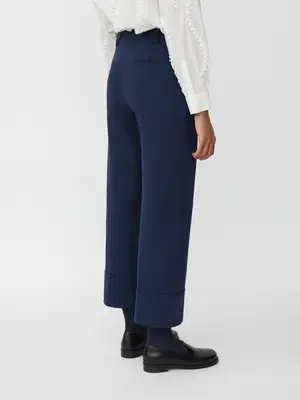 MASAI COPENHAGEN Cropped Wide-leg Pants - Navy Blazer