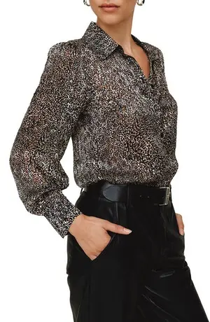 Bella Dahl Leopard Print Bishop Sleeve Shirt