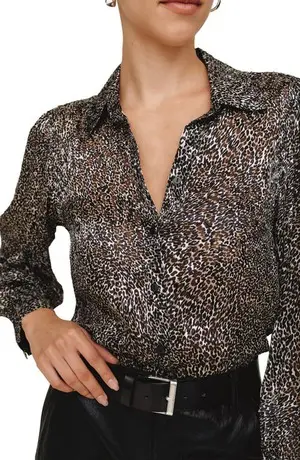 Bella Dahl Leopard Print Bishop Sleeve Shirt