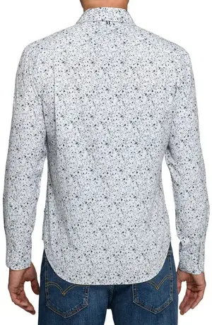BROOKLYN BRIGADE Botanical Print Woven Long Sleeve Shirt - Olive