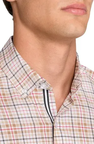 BROOKLYN BRIGADE Plaid Woven Short Sleeve Basic - Tan