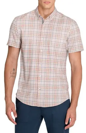 BROOKLYN BRIGADE Plaid Woven Short Sleeve Basic - Tan
