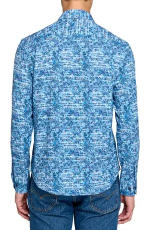 BROOKLYN BRIGADE Shadow Floral Print Woven Long Sleeve Basic - Brown/blue