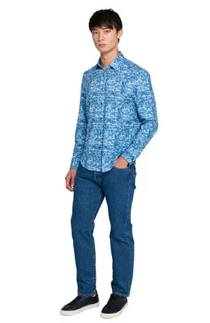 BROOKLYN BRIGADE Shadow Floral Print Woven Long Sleeve Basic - Brown/blue