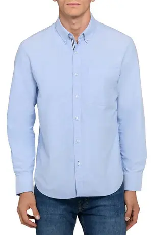 BROOKLYN BRIGADE Solid Oxford Woven Long Sleeve Basic - Blue